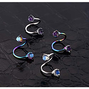 OUFER Twist Helix Earring 316L Stainless Steel Dragon Claw with Opalite Center 16G Twist Lip Labret Cartilage Upper Lobe Piercing Jewelry