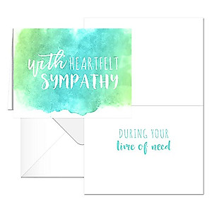 Canopy Street Watercolor Sympathy Cards / 24 Comfort And Peace Note Cards / 6 Colorful Designs With Blank White Envelopes / 4 5/8" x 6 1/4" Thinking Of You Greeting Cards