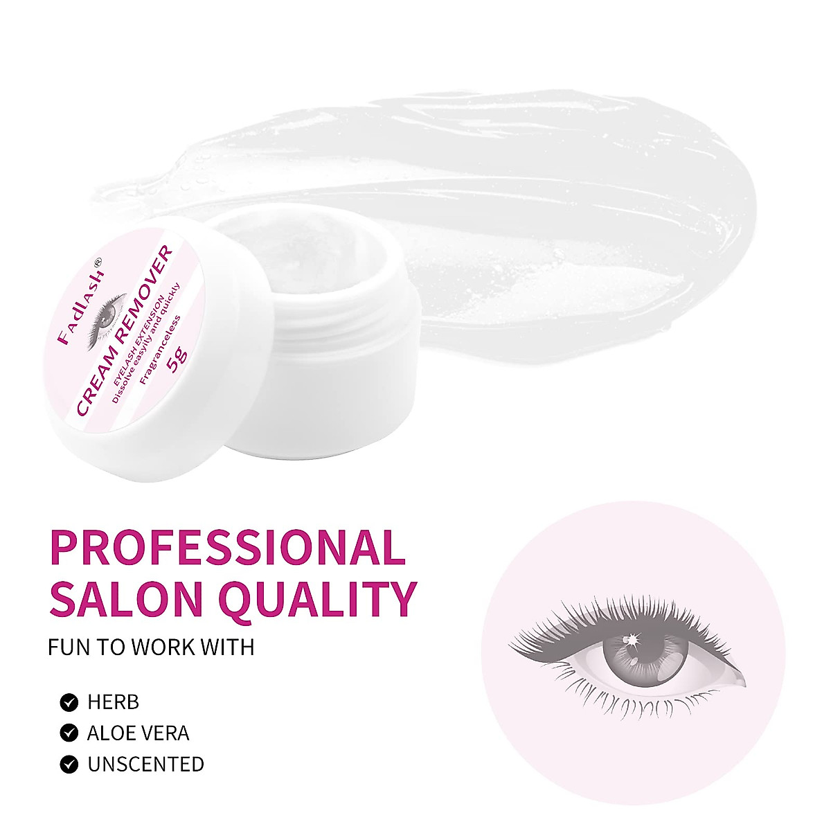 Lash Extension Remover 5g Cream Sensitive Skin Lash Glue Remover Quickly and Low Irritation Lash Remover Eyelash for Salon Lash by FADLASH (tasteless)