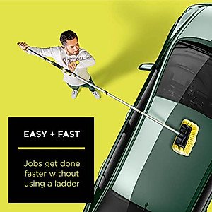 DocaPole Car Cleaning Kit with 6 Foot Extension Pole: Detailing and Wash Kit Includes Soft Brush, Squeegee, Mitt (2X), Microfiber Cleaning Head and 4-Piece Long Handle