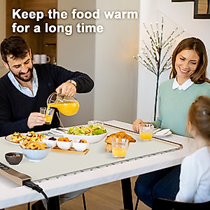 Nsyee Food Warming Mat, Electric Warming Tray with 3 Temperature Settings and Timer, Rollable Food Heating Mat, Premium Silicone Material, Multifunctional Food Warmer for Buffet, Party, Everyday Use
