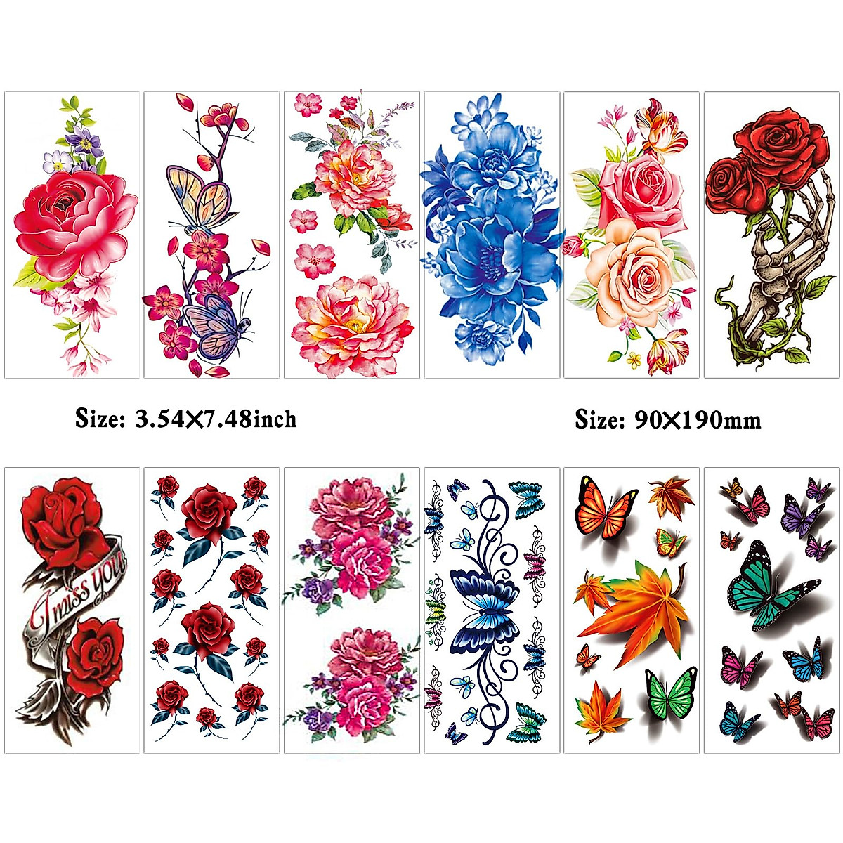 82 Sheets Temporary Tattoos for Women & Kids | Water-Resistant & Easy ...