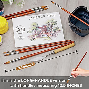 Artist Watercolor Paint Brushes Set 13pcs - Round Pointed Tip Soft Anti-Shedding Nylon Hair Wood Long Handle - Detail Paint Brush for Watercolor, Acrylics, Ink, Gouache, Oil, Tempera, Paint by Numbers