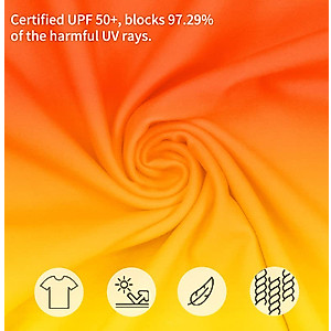 BesserBay Child Boys Long Sleeve UV Protection Rashguard Shirt Orange Gradient Beach Surf Swim Top 9-10 Years