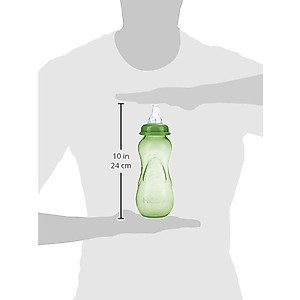 Nuby Non-Drip Standard Neck Bottles, 10 Ounce, Colors May Vary, 3 Count (Pack of 1)