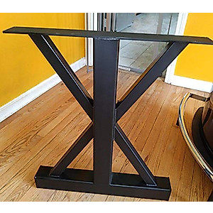 28 inch Metal Bench and Dining Legs Set of 4| Trestle-Shape Heavy Duty Table Legs Metal Couch Legs Furniture Legs| Black Metal For Wood Stone Glass Tabletops| Metal Legs for Coffee Table (16 inch)