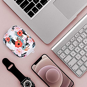 OLEBAND Airpod Pro Case Cover with Keychain and Cute Skin,Compatible with iPod Pro 2019/2021 1st Generation Hard Protective Cover,for Women and Girls,Colorful Flower