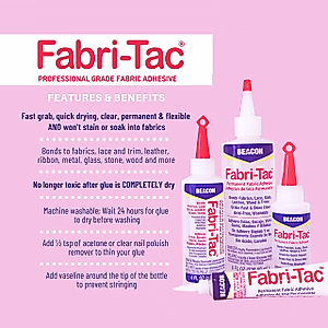 Beacon Fabri-Tac Permanent Adhesive, 8 Ounce Bottle - Premium Crafting & Fabric Glue