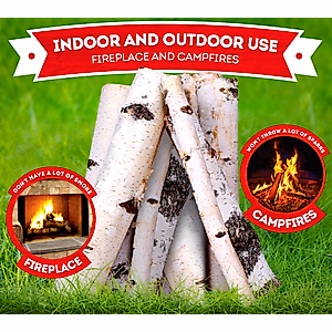 Zorestar 100% Natural Birchwood Fireplace Logs - 8-10 Logs, 14-inch Length - Eco-Friendly Indoor/Outdoor Firewood - Low Smoke, Spark-Resistant, Seasoned Kindling - Enhances Flavor for Gourmet Dishes