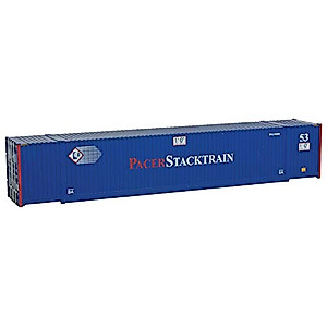 Walthers SceneMaster HO Scale Model of Pacer Stacktrain (Blue, White, red) 53' Singamas Corrugated Side Container,949-8507