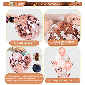 40pcs Pink Rose Gold Birthday Decorations, 3D Mylar Foil Happy Birthday Banner and 18inch Big Heart Star Confetti Latex Balloons, Ecofriendly Party Decorations Supplies for kids Girls Women