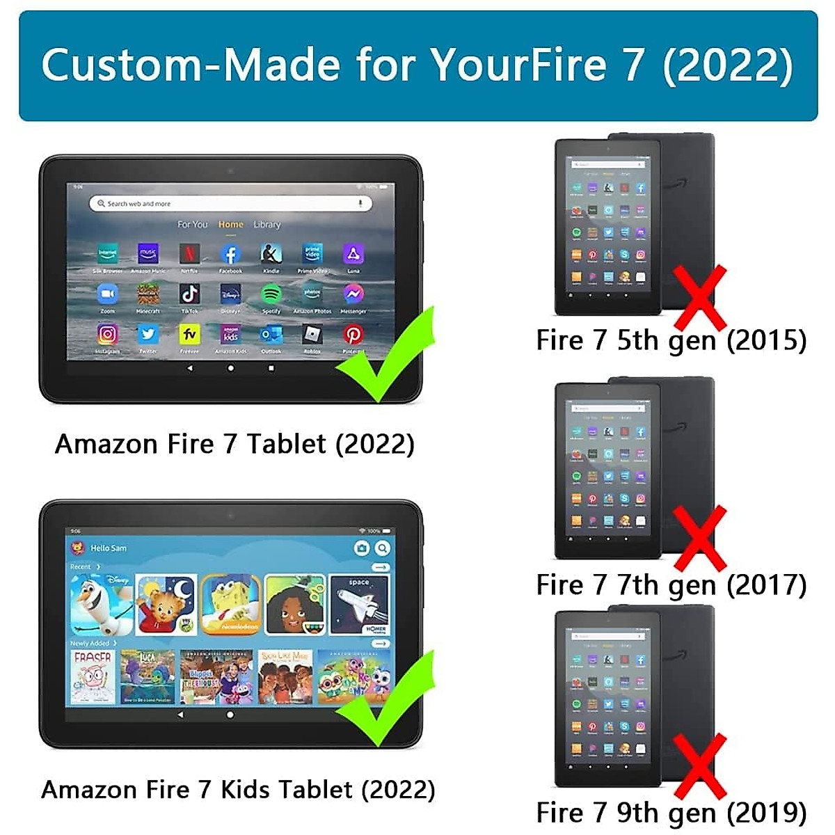 Fire 7 Tablet Case for Kids (Only Compatible 12th Generation , 2022 Release)-SHREBORN Lightweight Shockproof [Handle-Friendly] Case with Stand for All-New Amazon Kindle Fire 7 Kids Tablet 2022-Pink