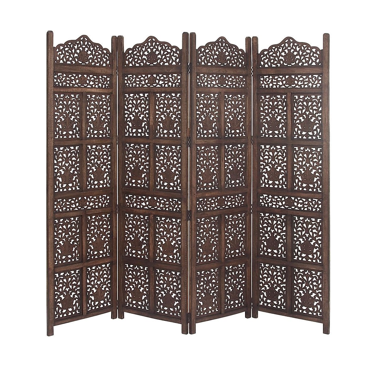 Deco 79 Wood Floral Handmade Partition Room Divider Screen, LARGE SIZE, Brown