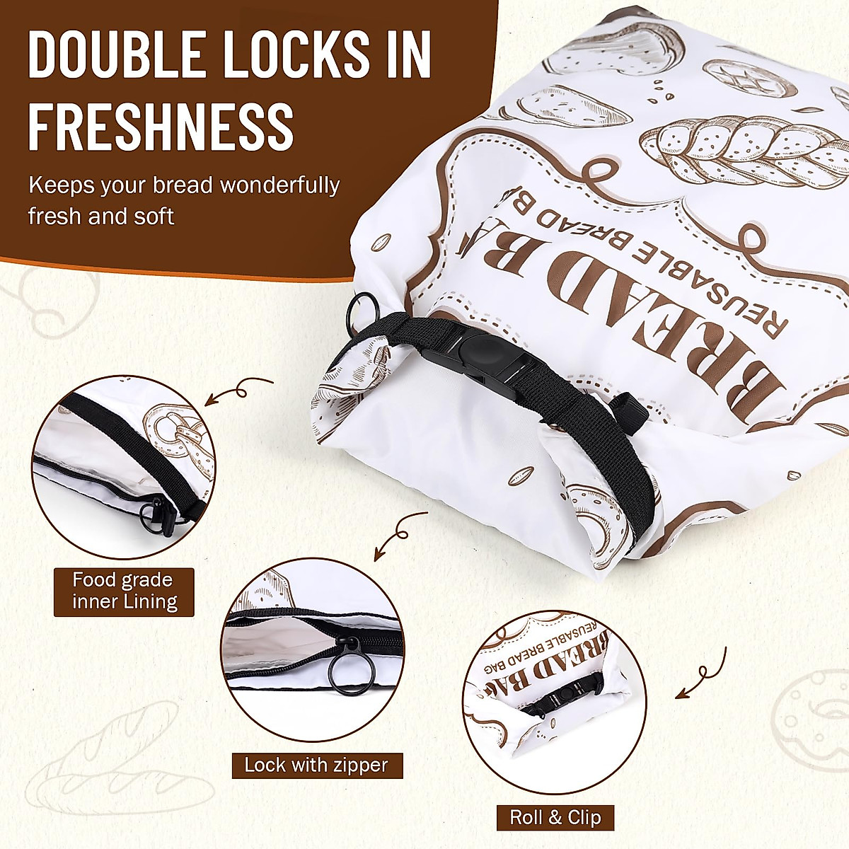 Bread Bags, 2 Packs Bread Bags for Homemade Bread, Reusable Sourdough Storage Bag With Zipper, Large Freezer Container to Keep Bread Fresh (Blue)