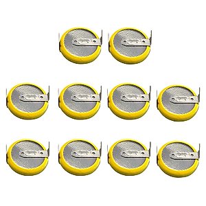 EEMB 10PACK Tabbed CR2032 Lithium Battery with Solder Tabs 3V Lithium Battery 2032 Coin Cell Lithium Batteries for Sensor Radio Gameboy Color Game Replacement Battery