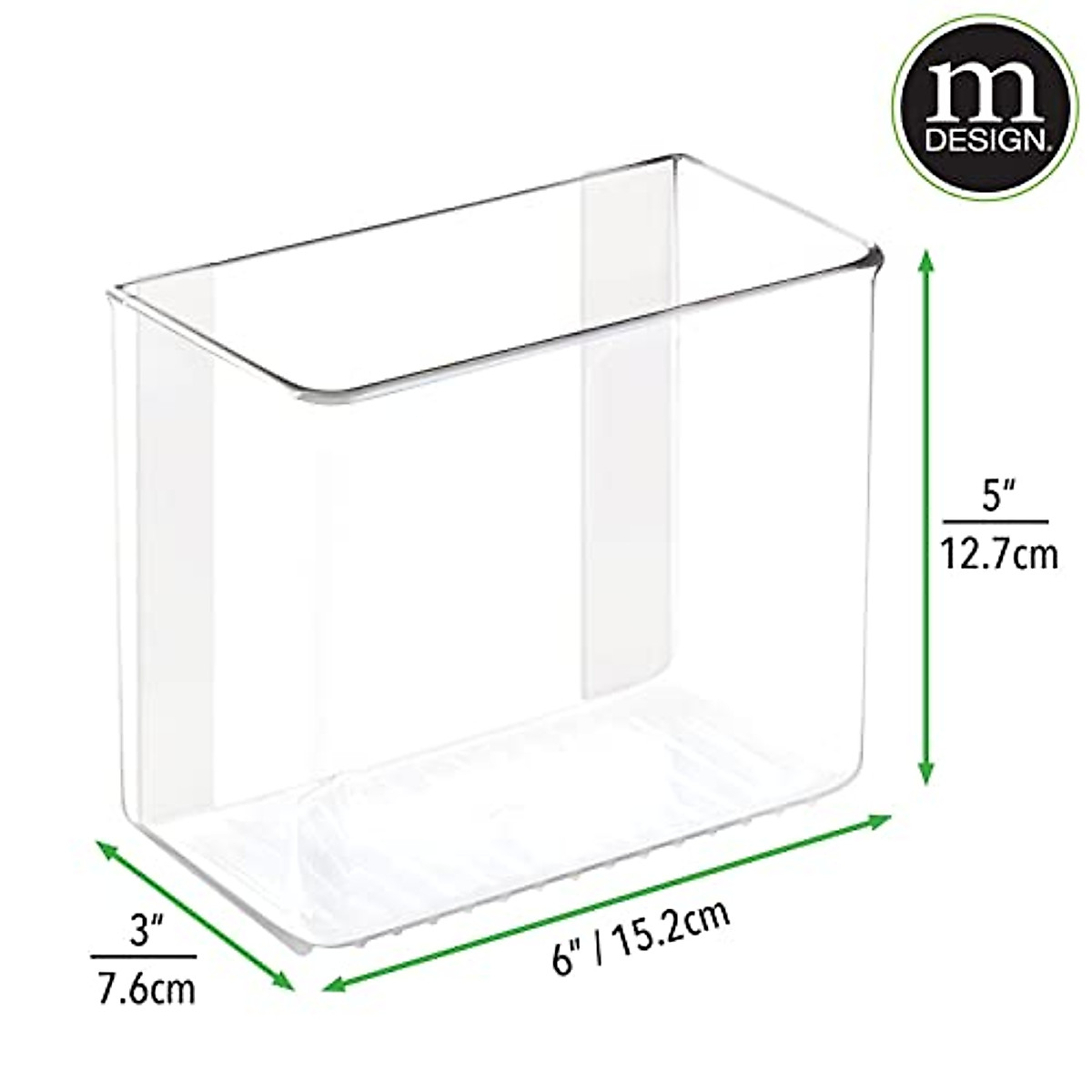 mDesign Plastic Self-Adhesive Wall Mount Craft, Sewing and Hobby Storage Organizer Bin Basket - Compact Container Box Holder for Hanging on Walls/Doors - 6" Wide + 32 Adhesive Labels - Clear