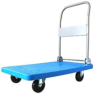 Teerwere Portable Folding Handcart Folding Trolley Platform Cart Hand Platform Truck Push for Shopping Moving Travelling Multi Function Folding Handcart (Color : Blue, Size : 90X60CM)