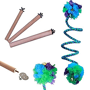 matafat 59Inch Bird Rope Perch,Bird Toys,1Pcs Bird Rope Stand & 3Pcs Wooden Bird Perch for Parakeets Cockatiels, Conures, Macaws, Lovebirds, Finches