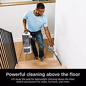 Shark NV356E 31 Navigator Lift-Away Professional Upright Vacuum with Swivel Steering, HEPA Filter, XL Dust Cup, Pet Power, Dusting Brush, and Crevice Tool, Perfect for Pet Hair, White/Silver