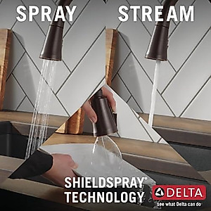 Delta Faucet Spargo Oil Rubbed Bronze Deck Mount Kitchen Faucet with Pull Down Sprayer, Venetian Bronze 19964Z-RBSD-DST