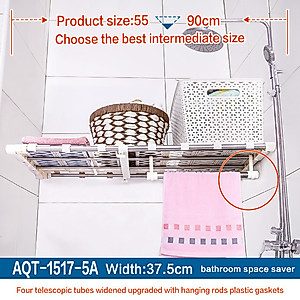 Hershii Tension Shelf Expandable Closet Organizer Adjustable Rod Heavy Duty Hanging Rail Rustproof DIY Storage Rack 4-Bar Extention with Gaskets for Garage Bathroom Kitchen Bedroom Wardrobe