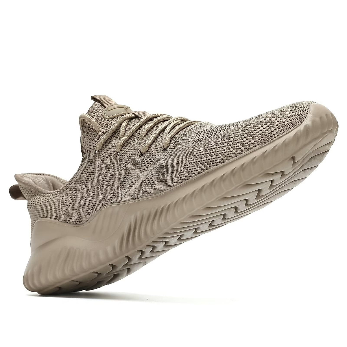 Mevlzz Mens Running Shoes Slip on Tennis Walking Sneakers Casual Mesh Breathable Lightweight Work Sport Shoes Khaki