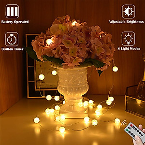Grandhome Cactus Decor String Lights, Cactus Ornament Fairy Lights Battery Powered, 10ft 30LED String Lights Warm White, 8 Modes with Remote for Tropical Themed Bedroom Wedding Home Party Decoration