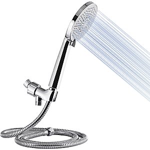 High Pressure Shower Head with Hose,removable Power Showerhead with Handheld 6 Spray Setting,Big Large Adjustable Powerful Shower Wand for Low Water Pressure with On Off Switch Bracket Teflon Tape