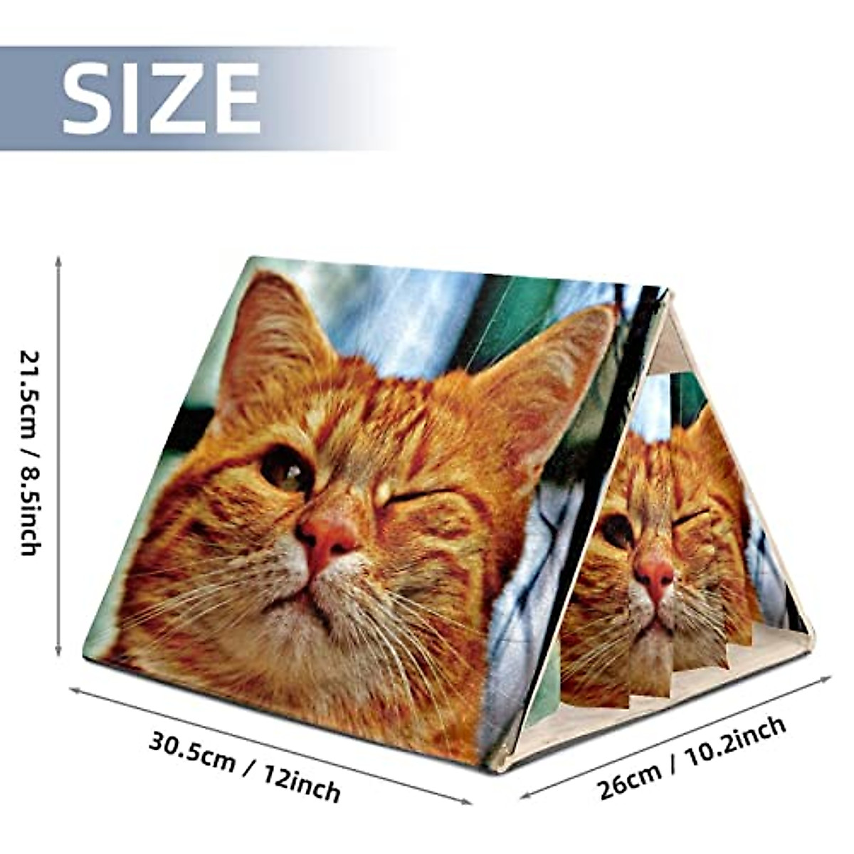 Y-DSIWX Guinea Pig Hideout Cozy Hamster House Cave for Bunny Chinchilla Hedgehog Small Animal Cute Wink Cat