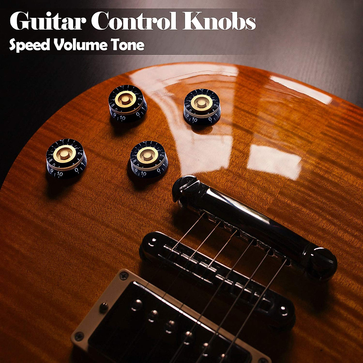 Taiss 4Pcs Guitar Knobs,Amber Top Hat Knobs Electric Guitar Bass Speed Control Knobs Volume Tone Control Knobs Fits 6mm/0.24" Rotary Shaft Musical Instruments and Radios Parts Replacement KNOB-S32