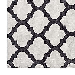 Modway Lida Moroccan Trellis 8x10 Area Rug With Lattice Design in Ivory and Charcoal