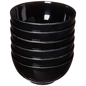 Amuse Home Bayview Essentials- Unbreakable Melamine Classic Bowls- Set of 6 (Black)
