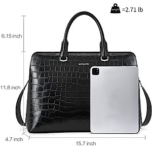 BOSTANTEN Backpack Purse for Women and Briefcase for Women Leather Laptop Bag Business Work Tote Stylish Black