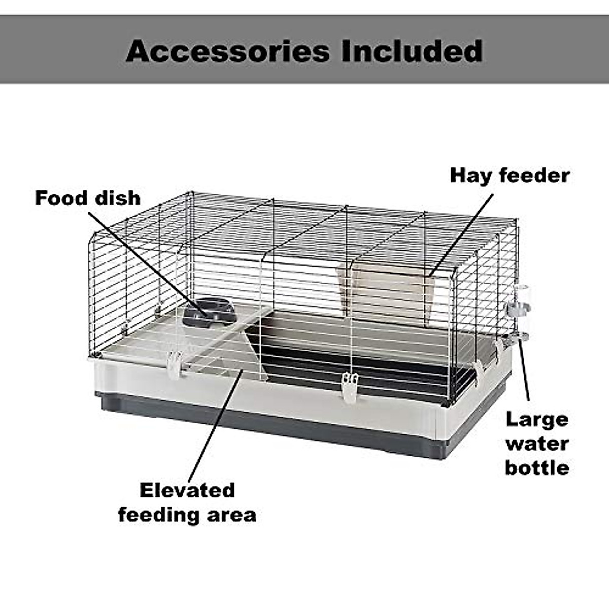 Ferplast Krolik Green Rabbit Cage Deluxe | Rabbit Cage Includes All Accessories & Measures 39.4L x 23.6W x 19.7H & Includes All Accessories | 1-Year Manufacturer's Warranty