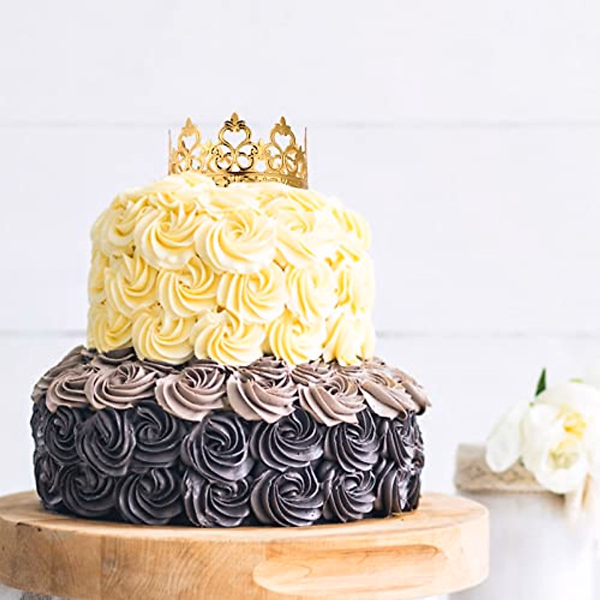 Cabilock Cake Crown Decorative Children Crown Ornament Baking Cake Adornment Crown Birthday Cake Decoration for Wedding Birthday Party (Golden)