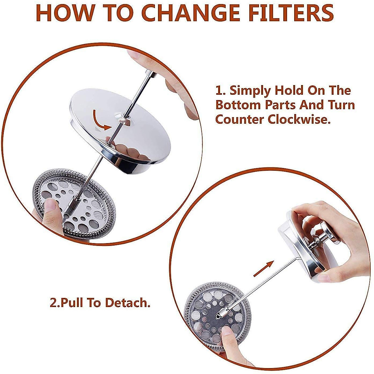 Meelio 6 Pieces French Press Replacement Filters Mesh Filters Replacement, Stainless Steel French Press Replacement Screen for 12 oz / 350 ml / 1 Cup French Press Coffee Makers and Tea Machines