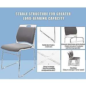 VACYOVKE 4 Pack Stacking Chairs 1102LB Capacity Home Office Guest Chair Set with Sled Base,Modern Reception Chair for Kitchen,Waiting Room,Multi-Purpose Room,Break Room,Training,Cafeteria