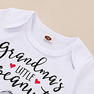 Happy Town Infant Baby Girls Boys Grandma's Little Peanut Short Sleeve Romper Bodysuit Causal Outfits (White, 0-3 Months)