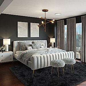 Ompaa Shaggy Black Rug for Bedroom Bedside, 3x5 Feet Indoor Modern Plush Area Rugs for Living Room, Kids Room Rug, Cozy Rug, Fluffy Throw Rug for Nursery Dorm Room Decor