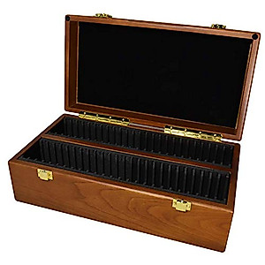Certified Coin Wood Teak Finish Fifty-Coin Storage/Display Box for Certified or Certified Style Coin Holders PCGS/NGC/Premier/Ursae Minoris