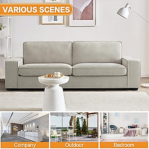 EASELAND 88" Chenille Sofa Couch, 3 Seater Loveseat for Living Room, Modern Lounge Sofa for Bedroom with Removable Back and Seat Cushions, Deep Seat Comfy Couch with Solid Wood Legs and Armrest(Beige)
