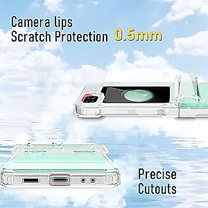 Btscase for Samsung Galaxy Z Flip 5 Case,Built in Front Screen Protector,Gold Glitter Marble Pattern Hard PC Slim Shockproof Full Body Drop Protective Case for Galaxy Z Flip 5 5G (2023), Clear Glitter