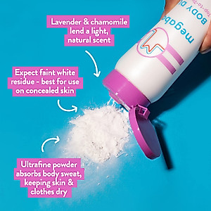 Megababe Sweat Absorbing Body Powder - Body Dust | with Lavender & Aloe | Talc-Free, All Natural | 6 oz