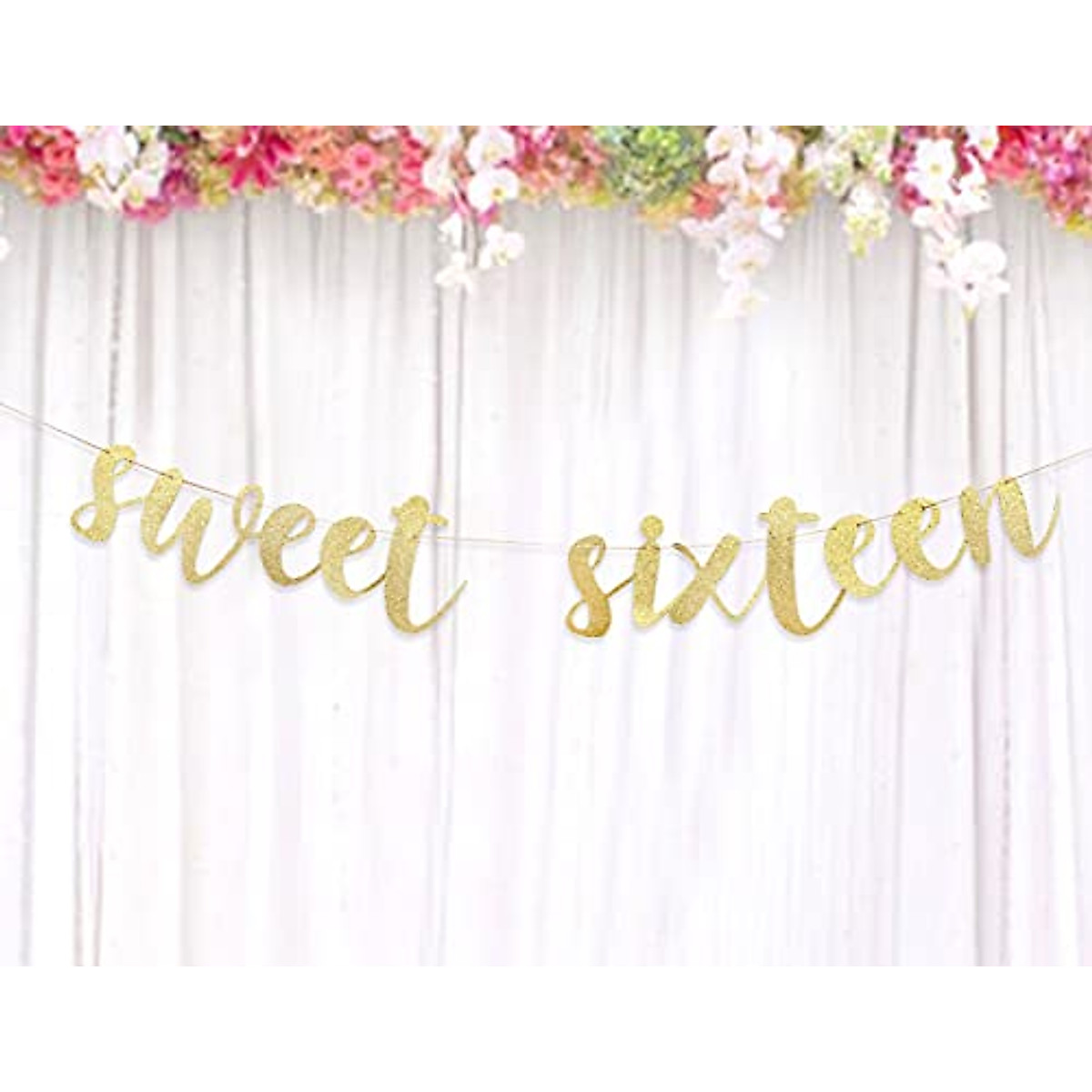 Sweet Sixteen Banner - Sweet 16 Banner，16th Birthday Banner，happy 16th Birthday Banner，sweet 16 Birthday Banner，16th Happy Birthday Anniversary Party Decorations