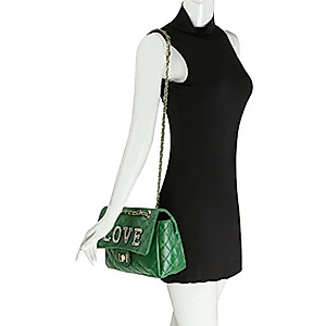 Quilted Crossbody Bags for Women, Bling Letter, Multi Color, Classic Flap (Blue_Love)