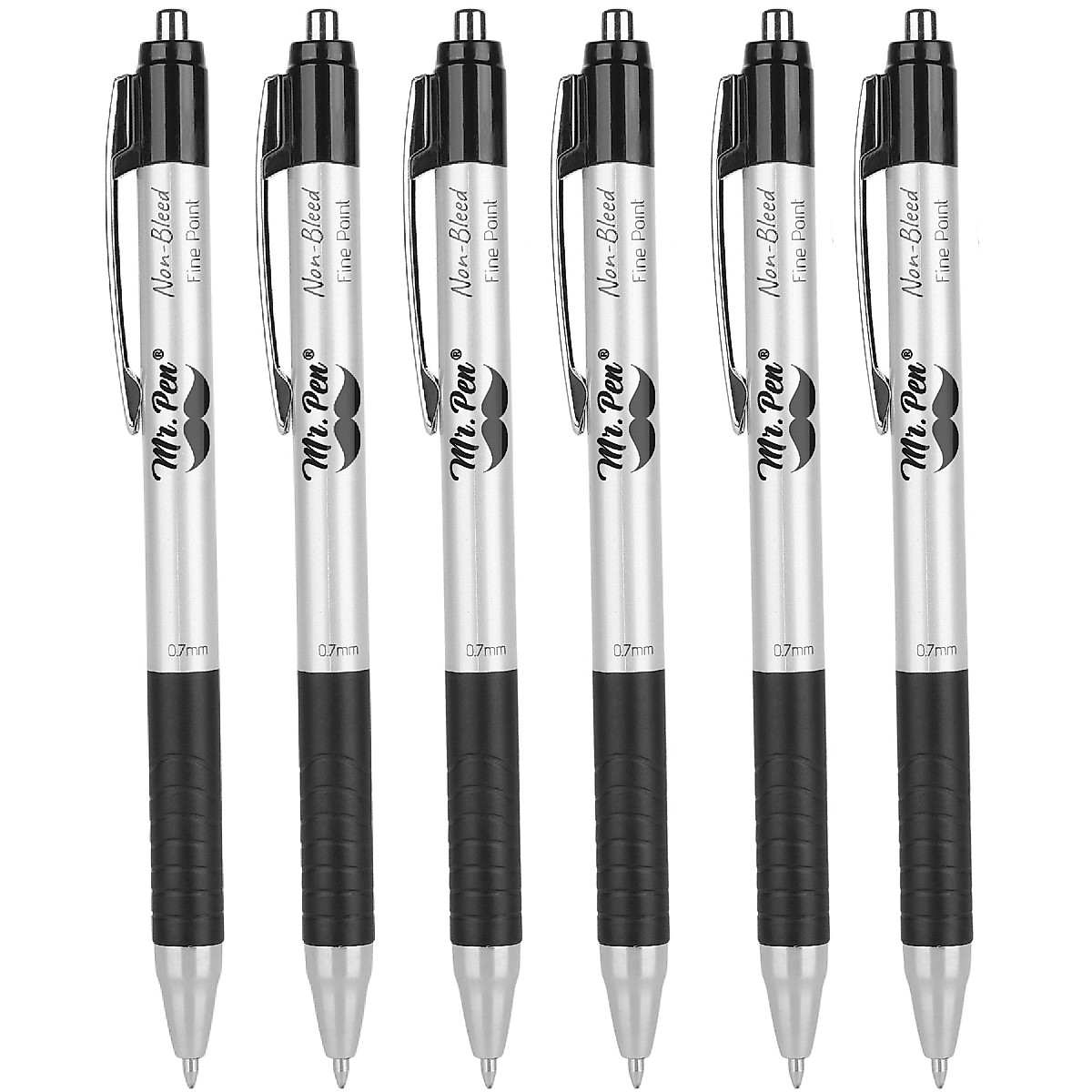 Mr. Pen No Bleed Pens, Bible Pens, Fine Tip, Black, Pack of 6