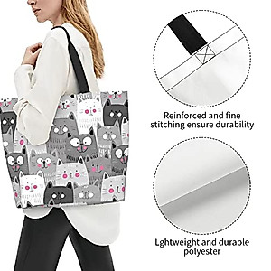 Osvbs Cute Cats Women's Large Tote Shoulder Bag Funny Cat Top Storage Handle Shopping Bag Casual Reusable Gym Bag for Beach, Travel