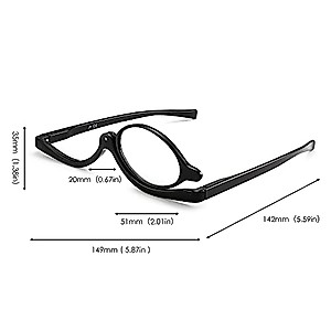 JM 2 Pairs Makeup Reading Glasses Magnifying Flip Down Cosmetic Readers for Women +4.0