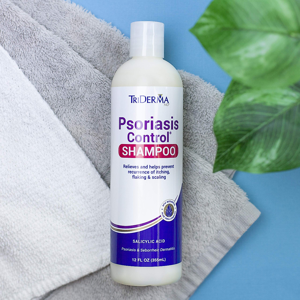 TriDerma Psoriasis Control Scalp Exfoliator Shampoo with 3% Salicylic Acid and Rosemary, Salon Quality Shampoo for Psoriasis, Seborrheic Dermatitis, No Coal Tar, Fresh Scent 12 oz