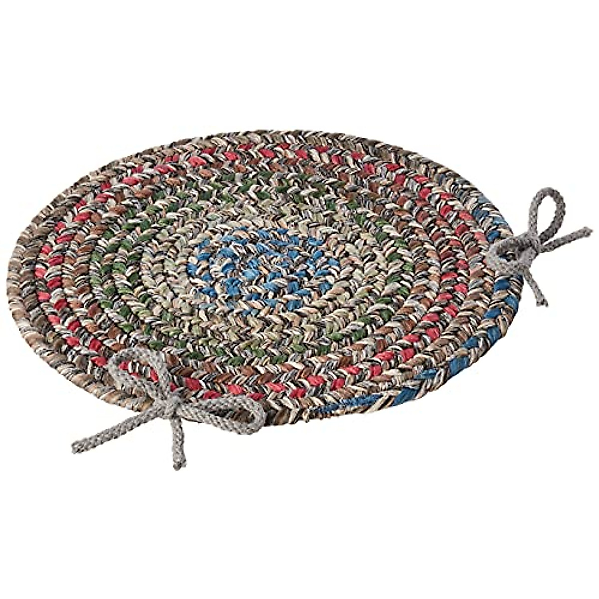 Sonya Reversible Braided Chair Pads, 15-Inch, Graphite Multicolor, Set of 4